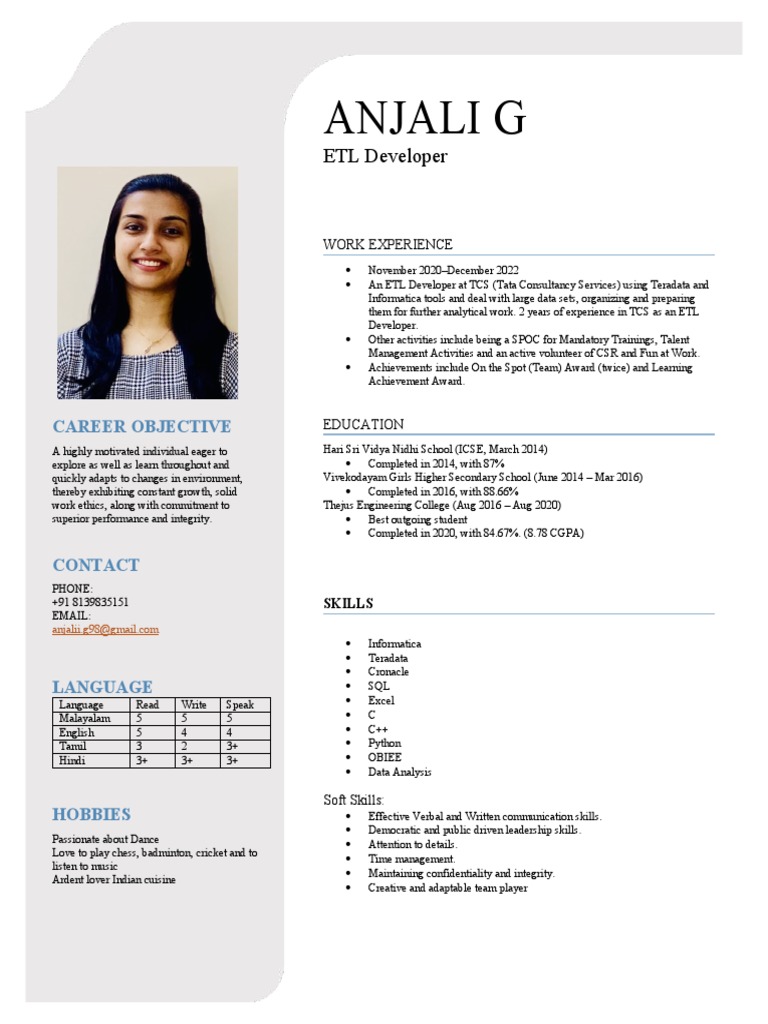Anjali G Resume | PDF