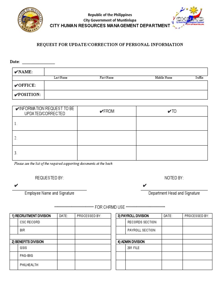 Personal Information Correction Request | PDF | Birth Certificate ...