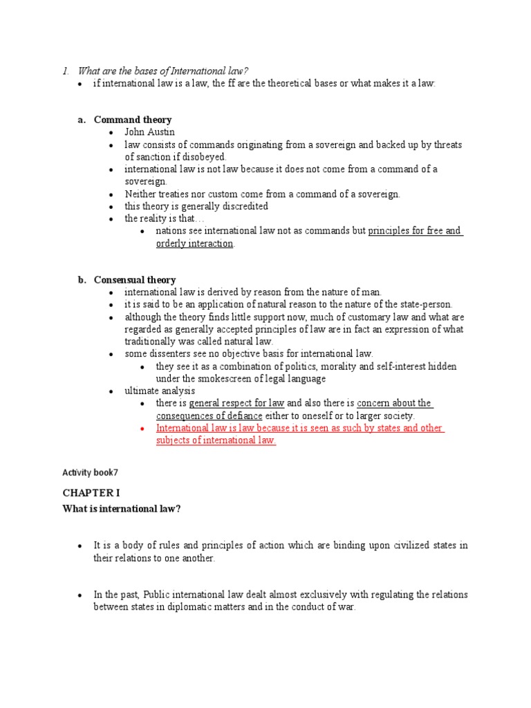 A. Command Theory: 1. What Are The Bases of International Law? | PDF ...