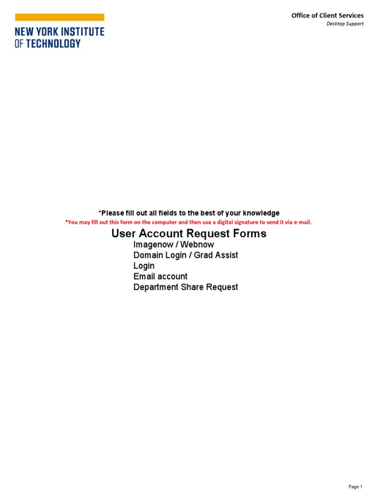 SC Forms ComputerAccountRequest | PDF | Computer Network | User (Computing)