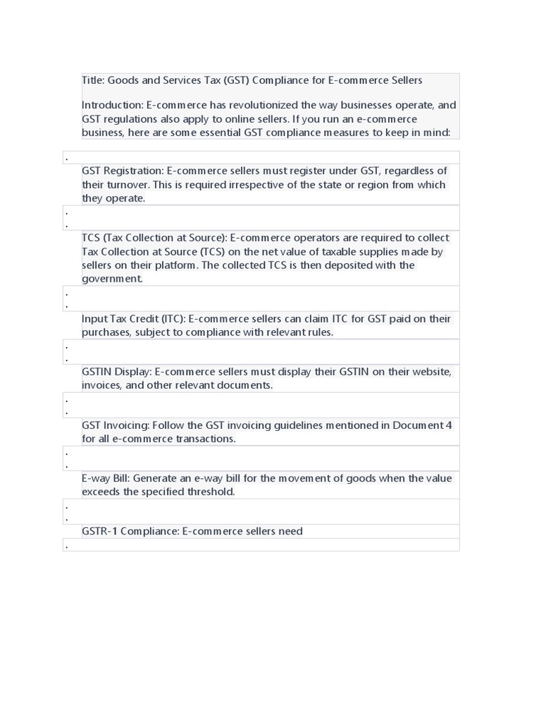 GST For E-Commerce | PDF