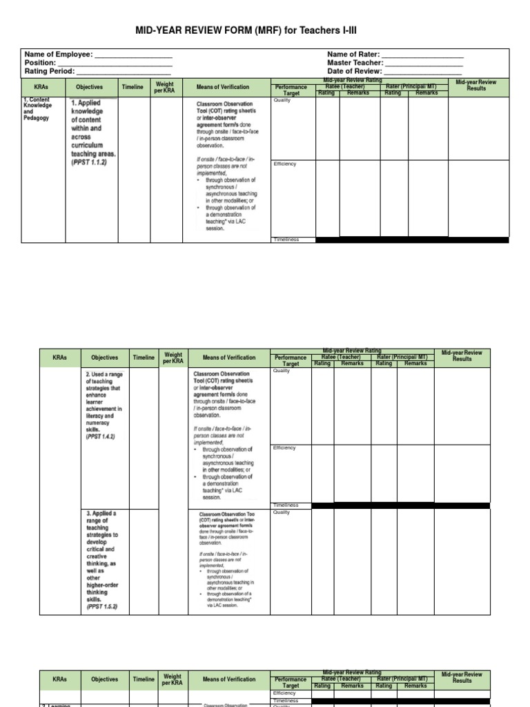 Mid Year Review Form 2.6.23 | PDF | Learning | Behavior Modification