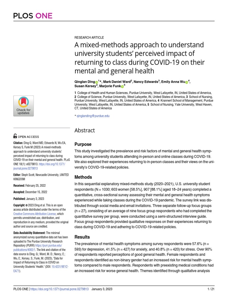 A Mixed-Methods Approach To Understand University Students' Perceived ...