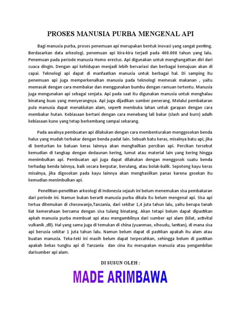 Proses Manusia Purba Mengenal Api | PDF