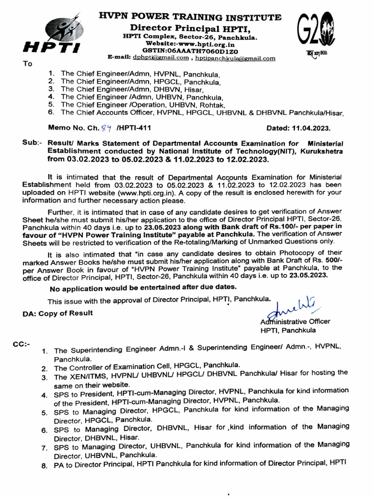 HPTI Departmental Exam Results 2023 | PDF