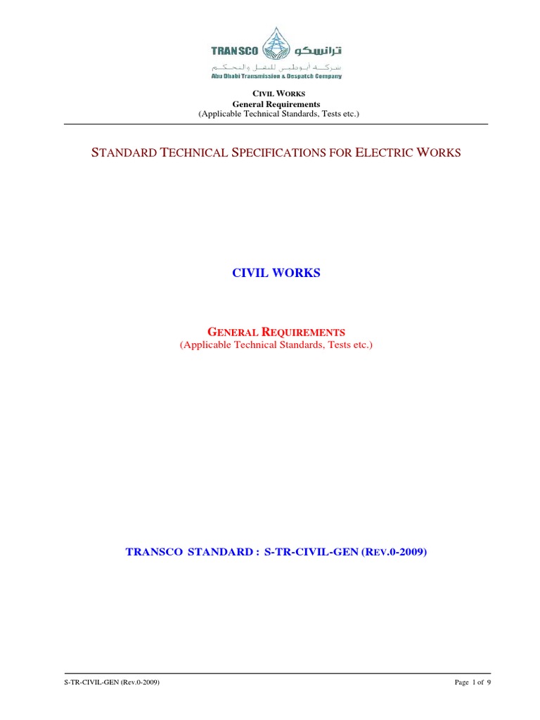 Civil Works Technical Standards Overview | PDF | Specification ...