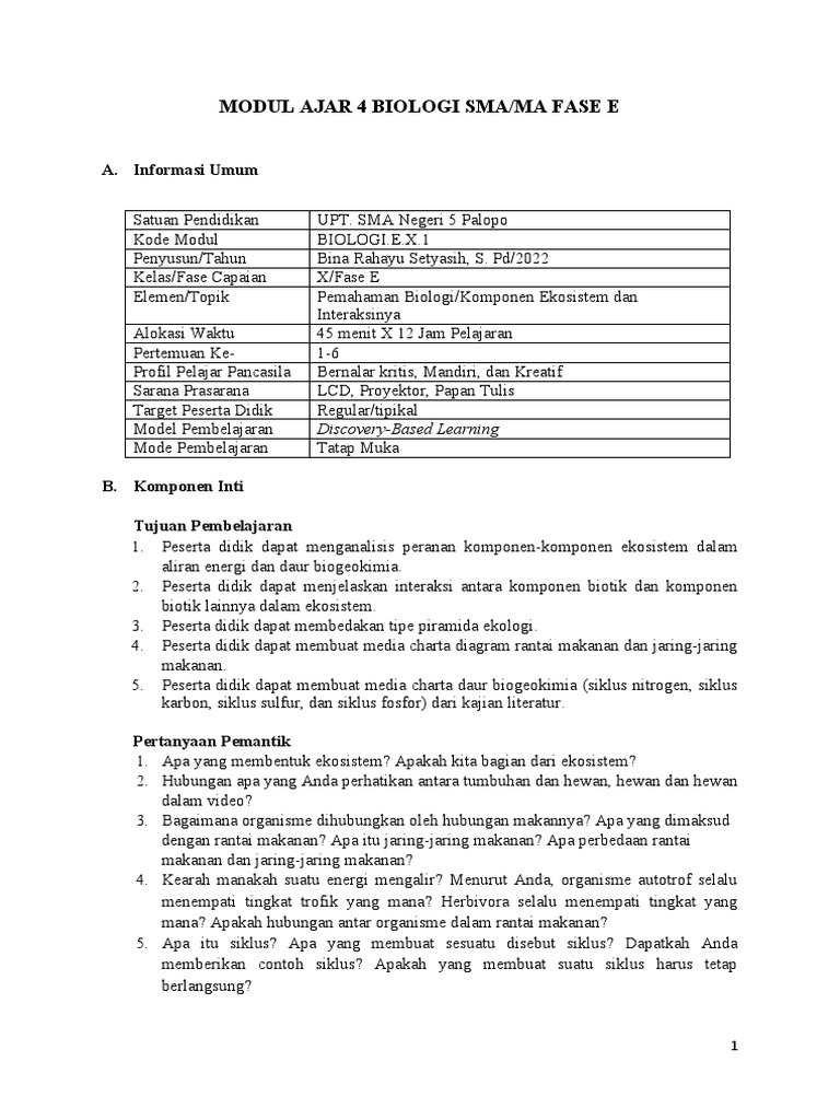 Modul Biologi Ekosistem SMA | PDF