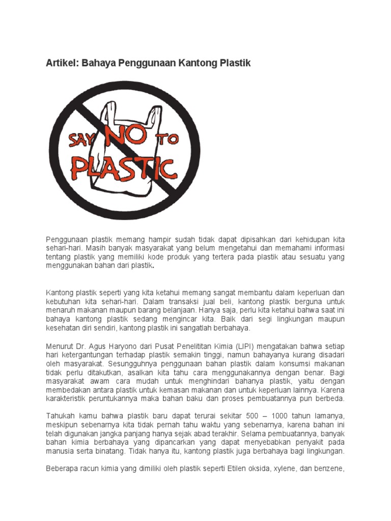 Bahaya Kantong Plastik bagi Kesehatan dan Lingkungan | PDF