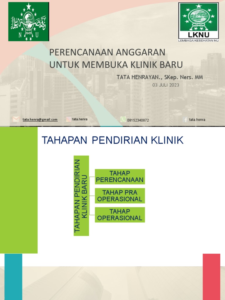 Perencanaan Anggaran Pendirian Klinik LKNU | PDF