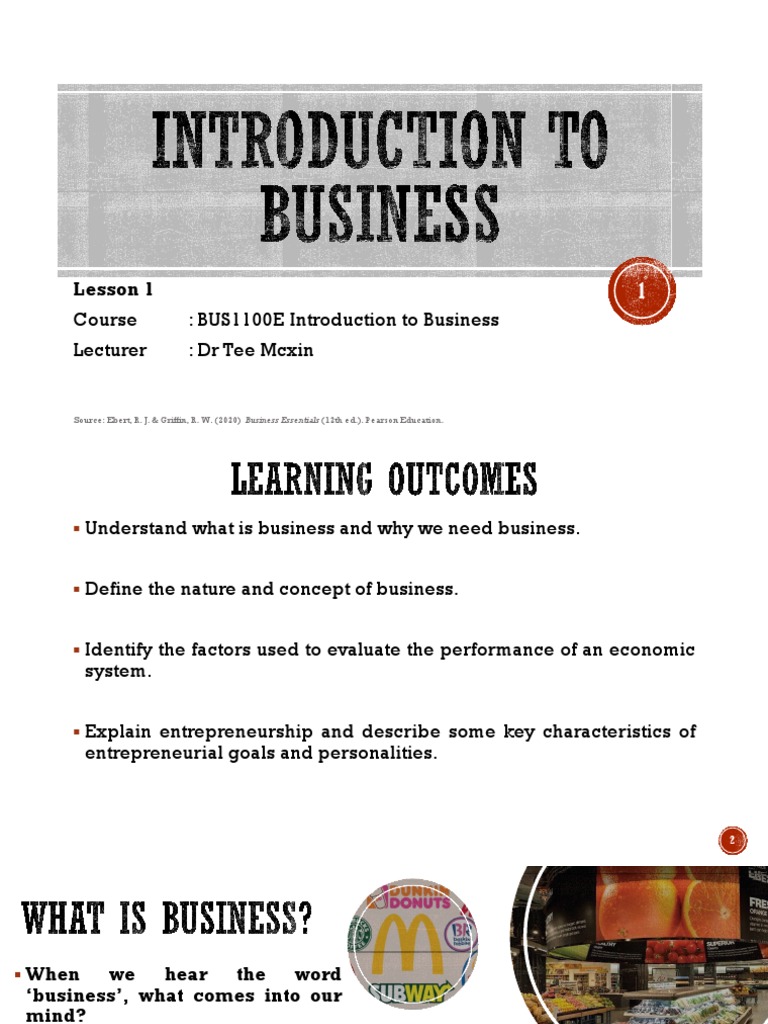 Introduction to Business Concepts | PDF | Entrepreneurship | Goods