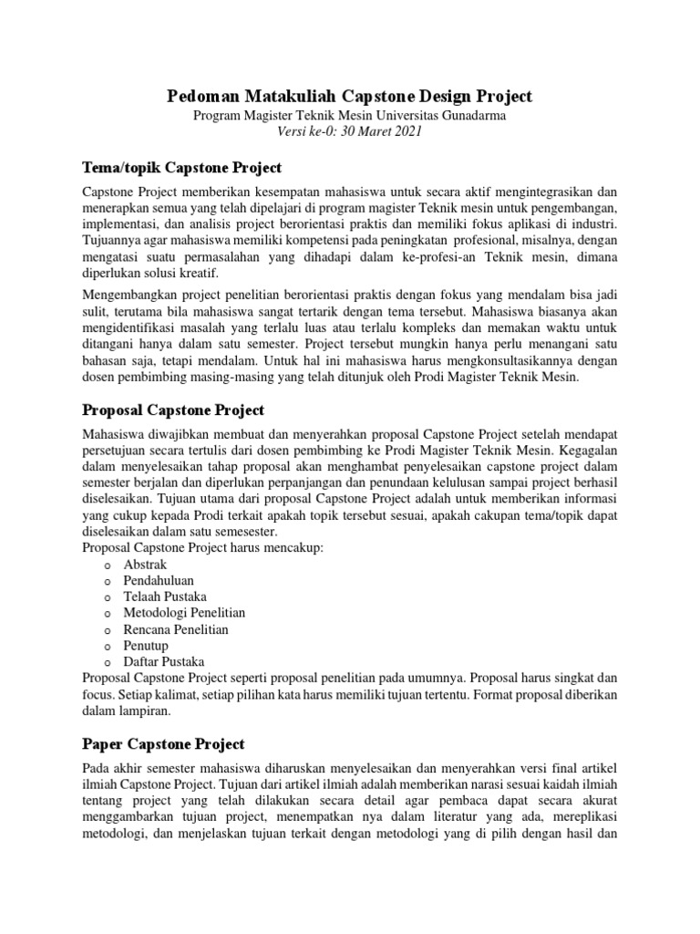 Pedoman Capstone Project Teknik Mesin | PDF | Karier & Perkembangan ...