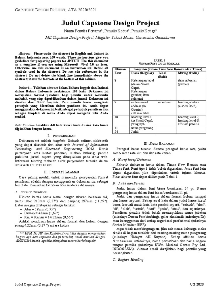 Template Capstone Design Project | PDF