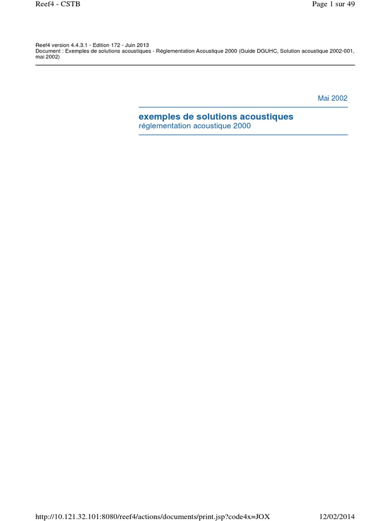 Solutions Acoustiques Bâtiment 2013 | PDF | Robinet (plomberie) | Isolation thermique du bâtiment
