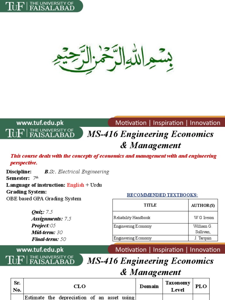 Lect 1 MS 416 | PDF | Engineering | Economics