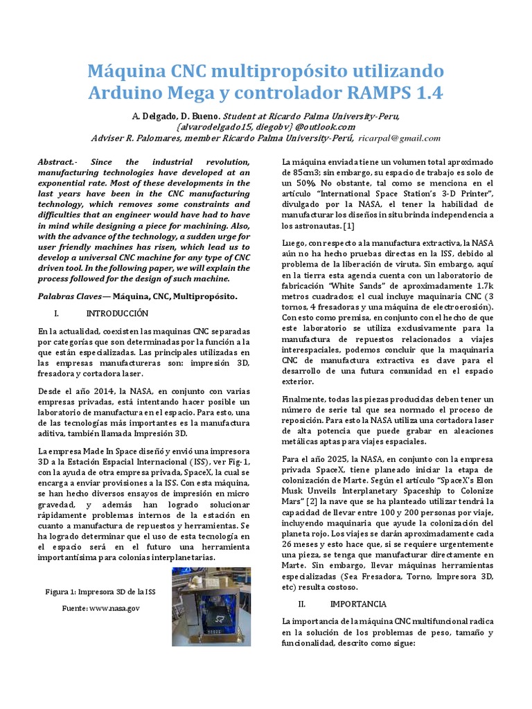 Maquina CNC Multiproposito Utilizando Arduino Mega y Controlador Ramps 1.4 | PDF | Espacio X ...