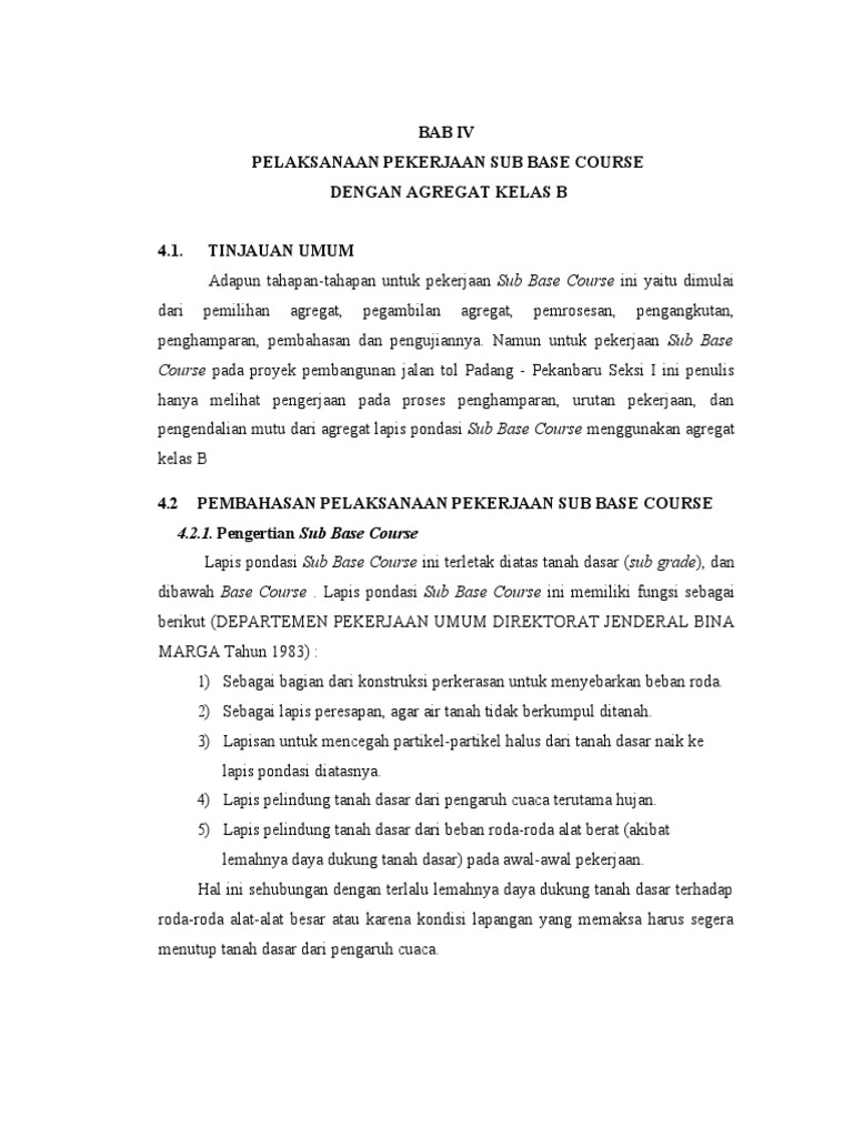 Pelaksanaan Pekerjaan Sub Base Course | PDF