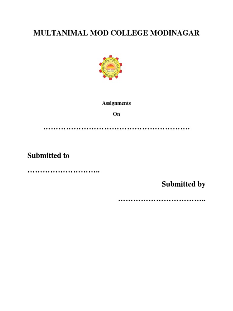 B.SC II Sem Assignments Cover Page | PDF
