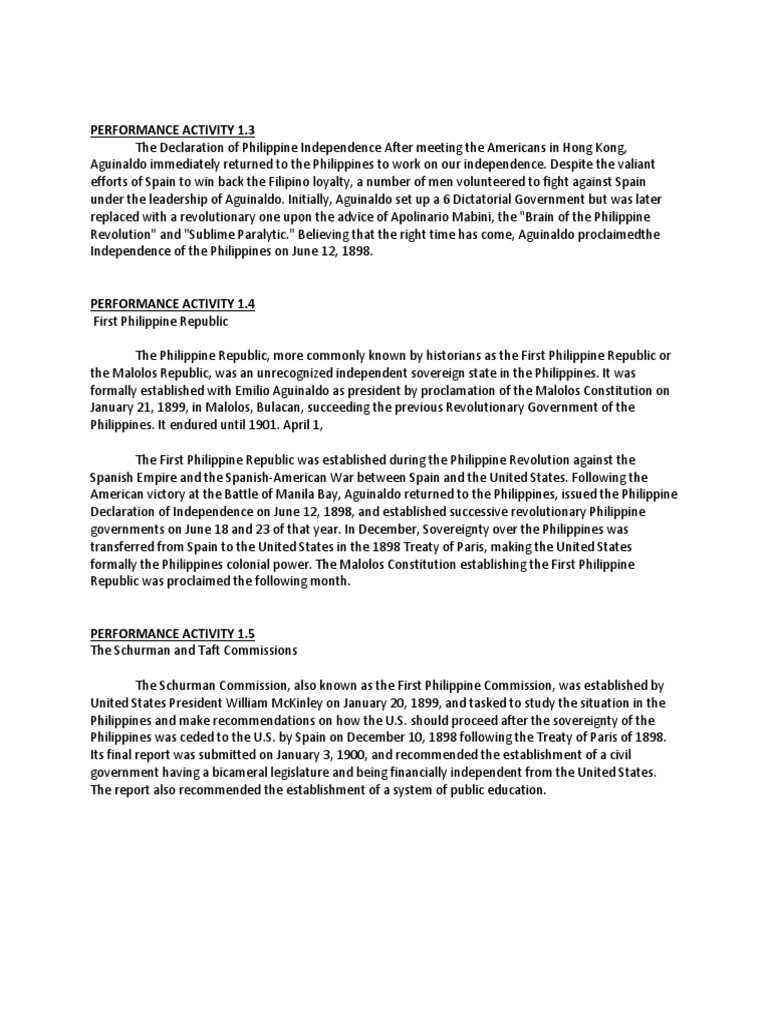 Philippine Independence History Overview | PDF | Philippines | Government