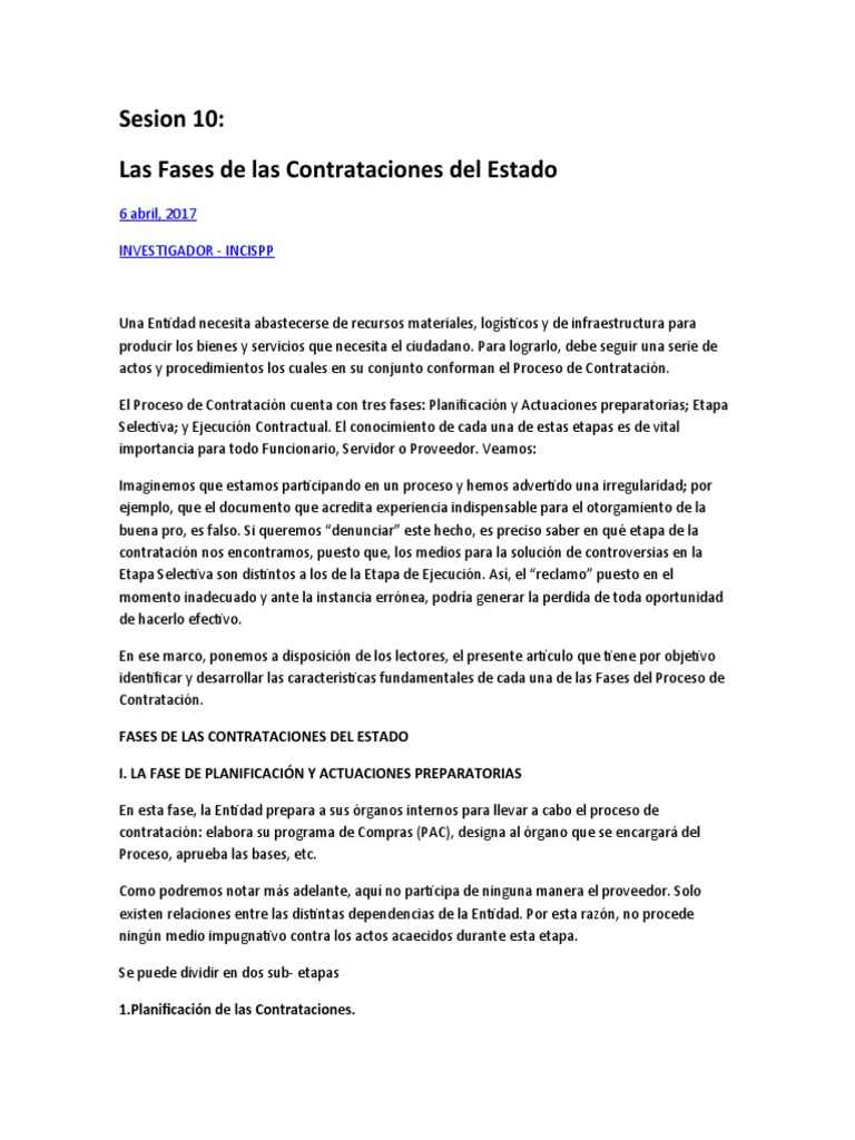 Las Fases de Las Contrataciones Del Estado | PDF | Presupuesto