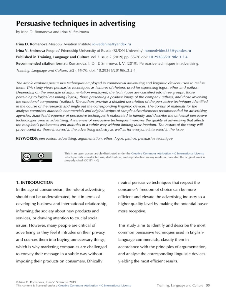 Persuasive Techniques in Advertising | PDF | Persuasion | Logos