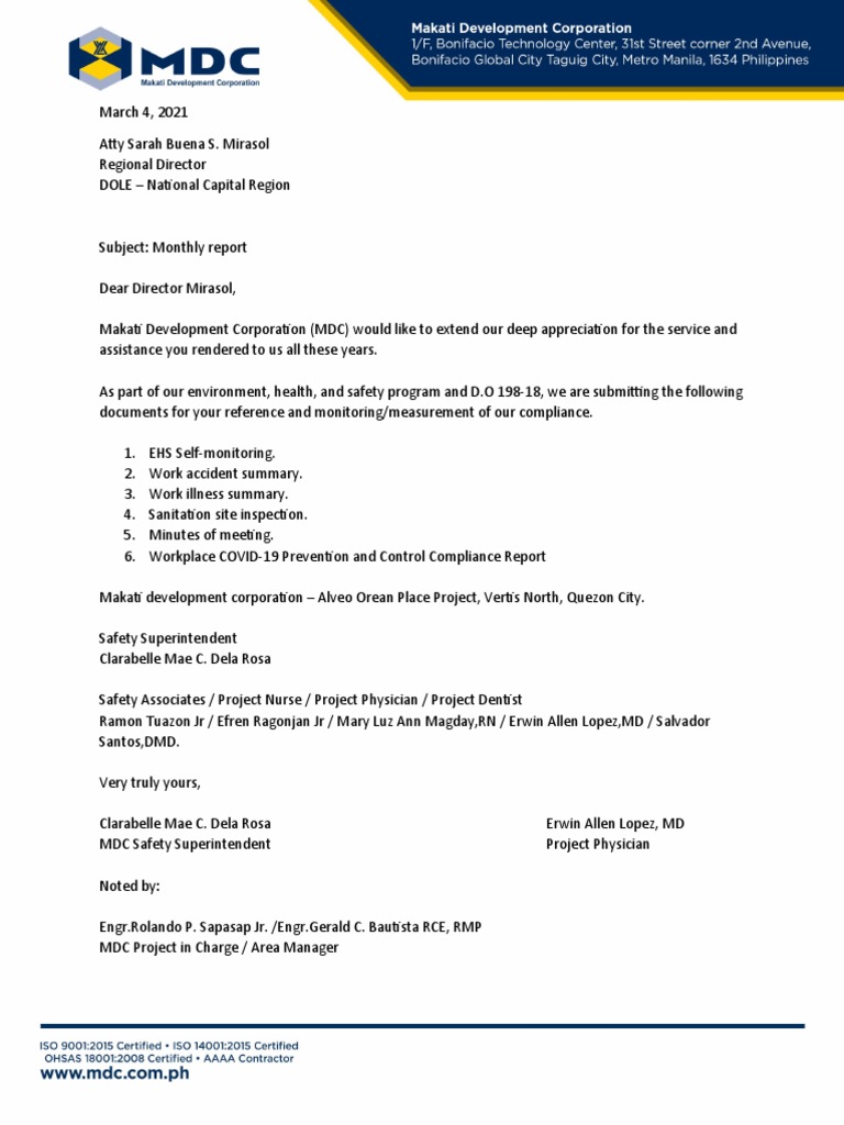 DOLE Intent Letter For Feb 2021 | PDF