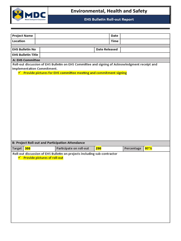 EHS Bulletin Roll-out Report Summary | PDF