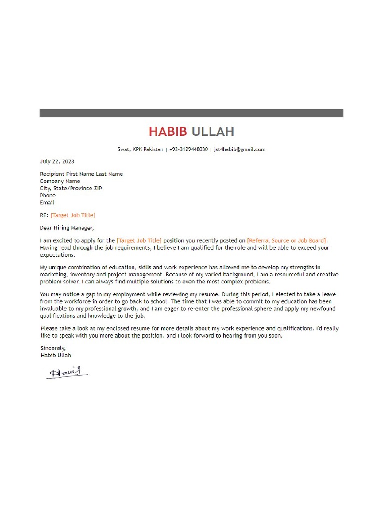 Cover Letter | PDF