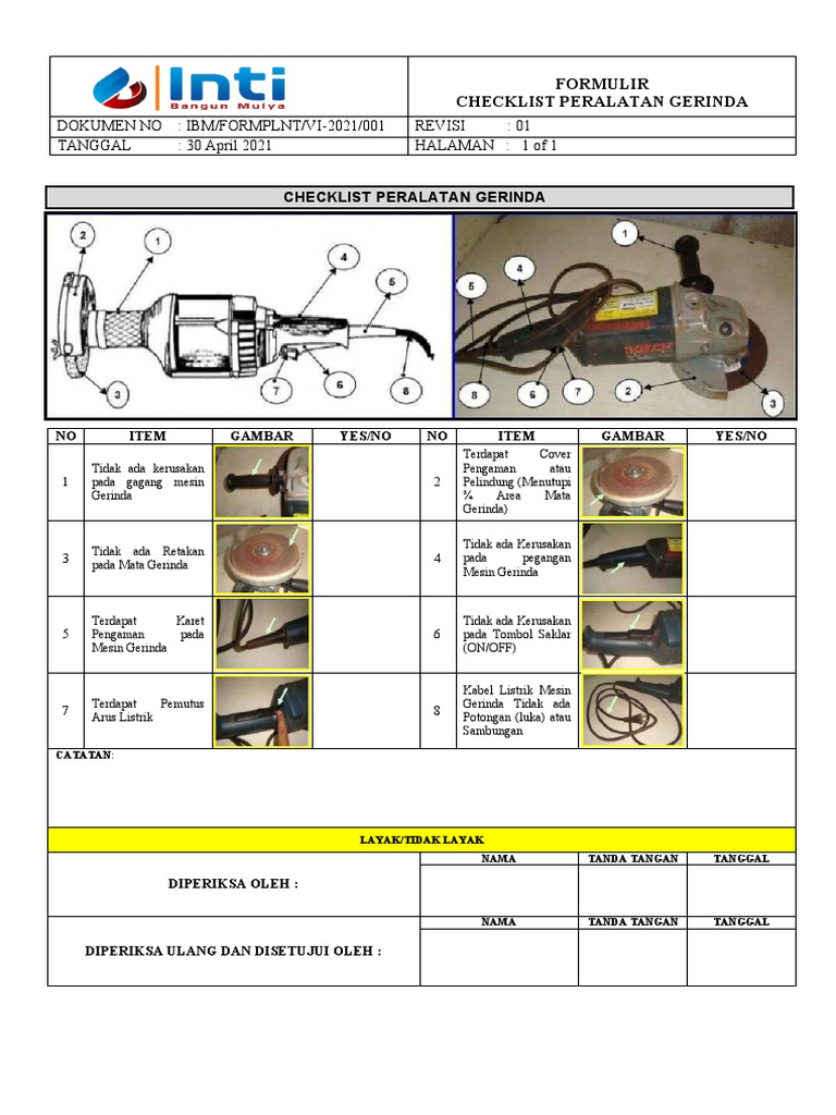 FORM - HLG - I - 2020 - 009 Checklist Gerinda | PDF
