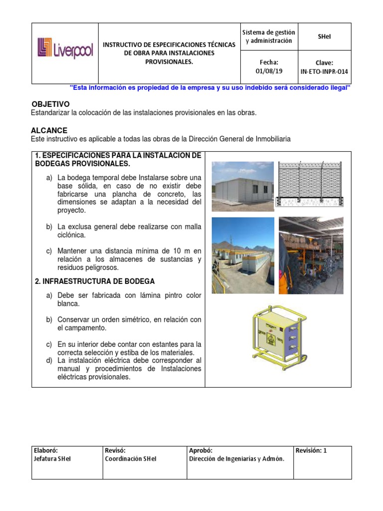 014 In-Eto-Inpr-014 Instalaciones Provisionales | PDF | Residuos