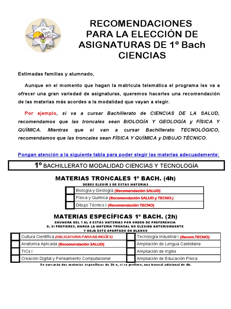 1 - Recomendación Asignaturas | PDF