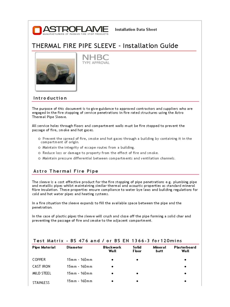Thermal Fire Pipe Sleeve Installation Guide | PDF | Pipe (Fluid ...