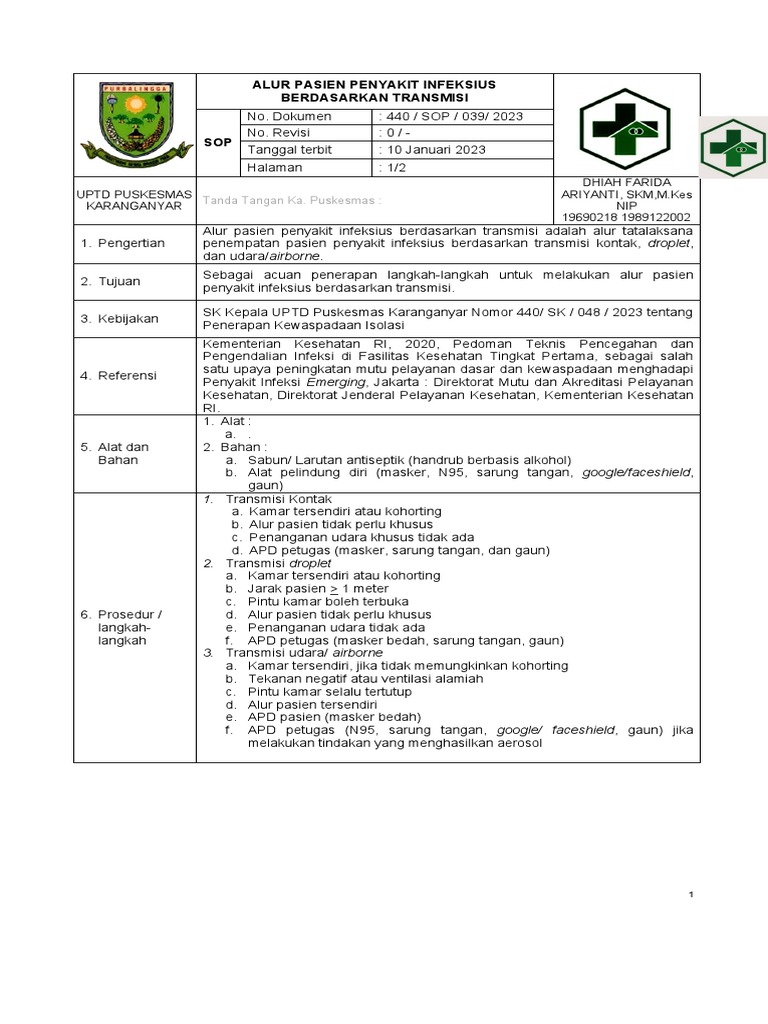 5.5.5 SOP Alur Pasien Infeksius | PDF