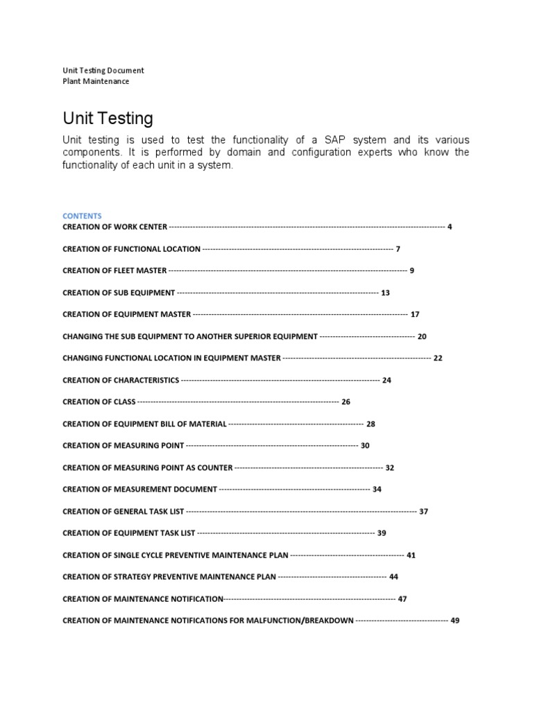 Unit Testing Document | PDF | Systems Engineering Unit Testing Document | PDF | Systems Engineering