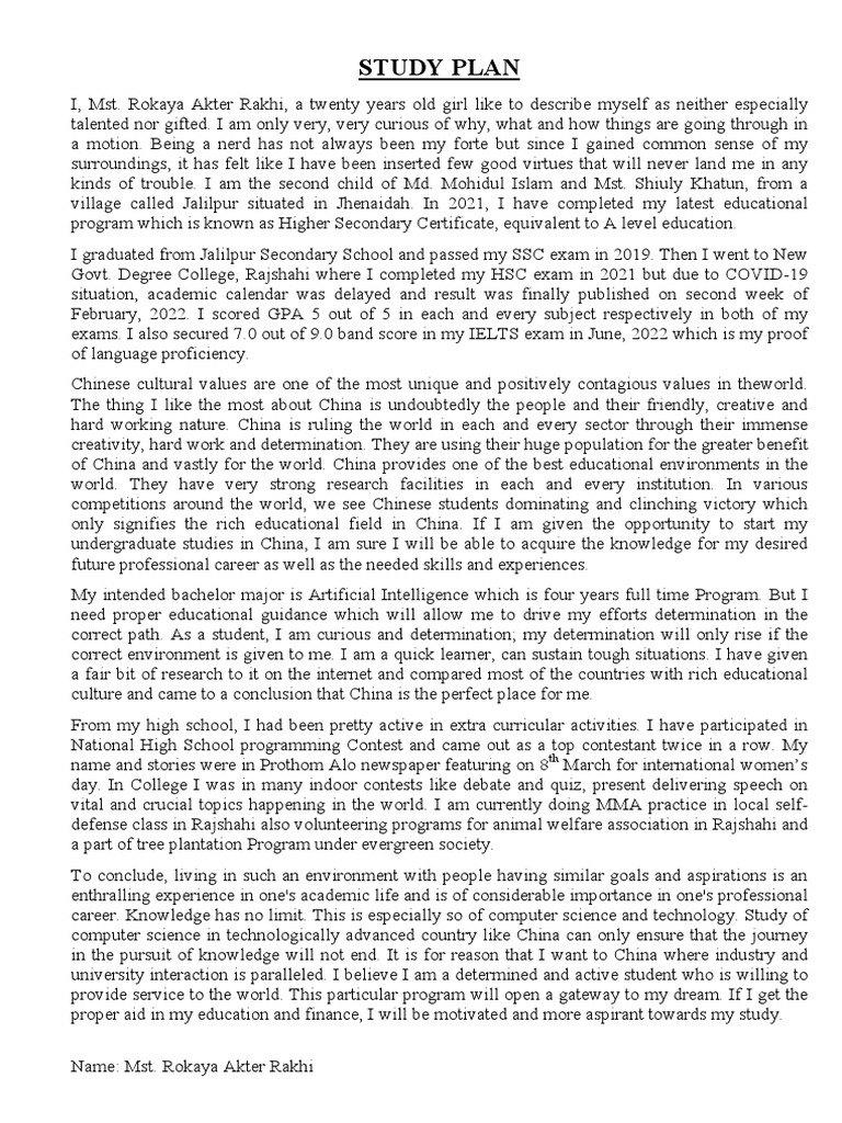 Study Plan | PDF | Cognition | Learning