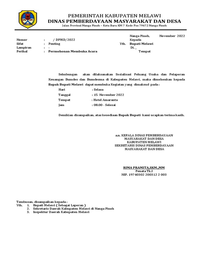 Surat Permintaan Membuka Acara | PDF Surat Permintaan Membuka Acara | PDF