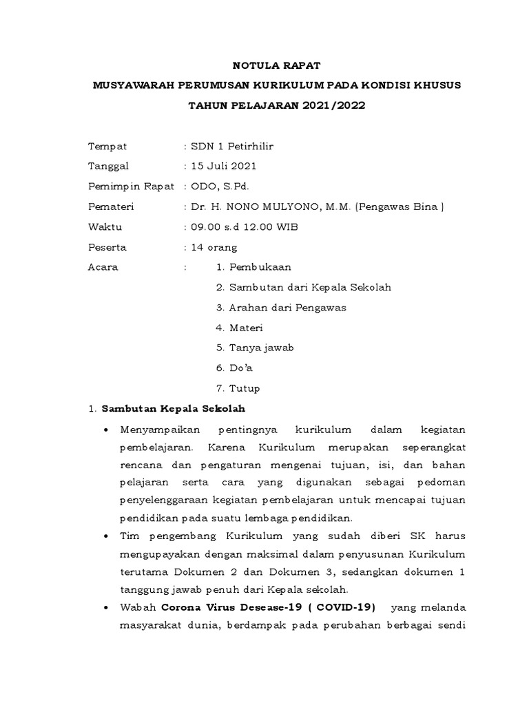 Notula Rapat Pdf