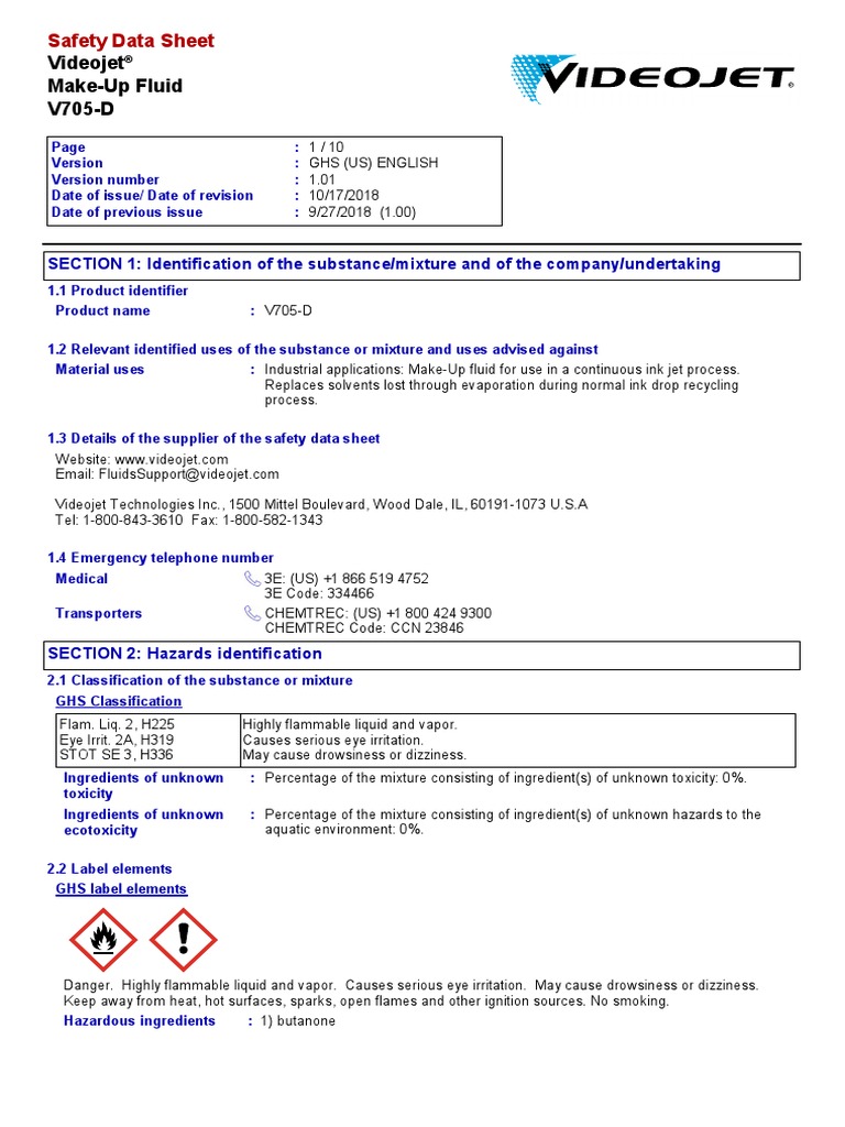 Make Up V 705-D | PDF | Toxicity | Physical Sciences