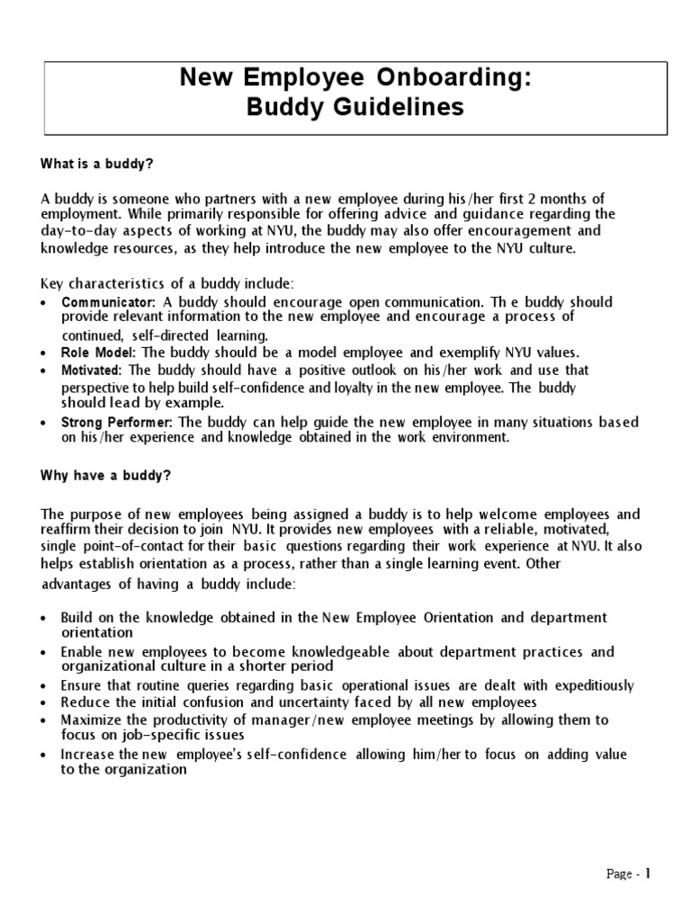 Buddy Guidelines | PDF | Employment | Mentorship
