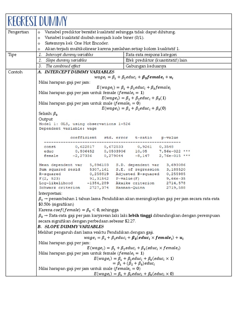 Panduan Regresi Dummy dan Model Dinamik | PDF | Sains & Matematika | Komputer