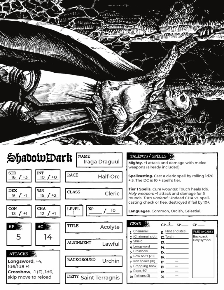 Cleric 1, Half-Orc | PDF