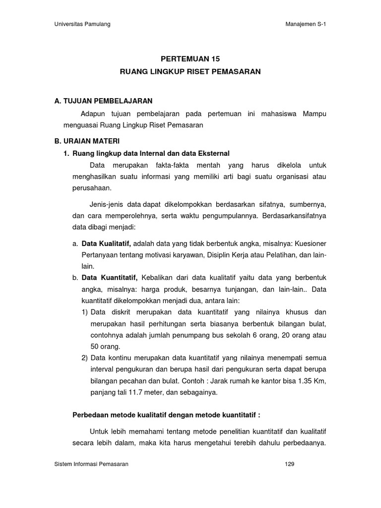 Pertemuan 15 - Ruang Lingkup Riset Pemasaran | PDF