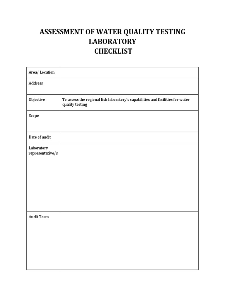 Water Quality Testing Laboratory Audit | PDF | Calibration ...