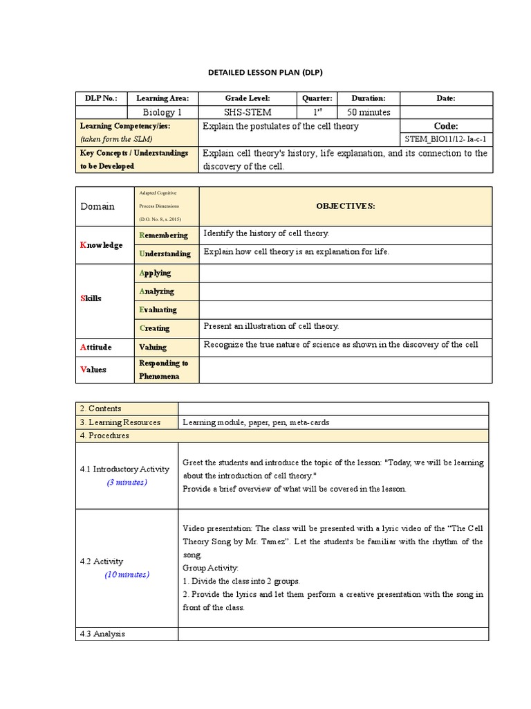 Detailed Lesson Plan | PDF | Cognitive Science | Cognition