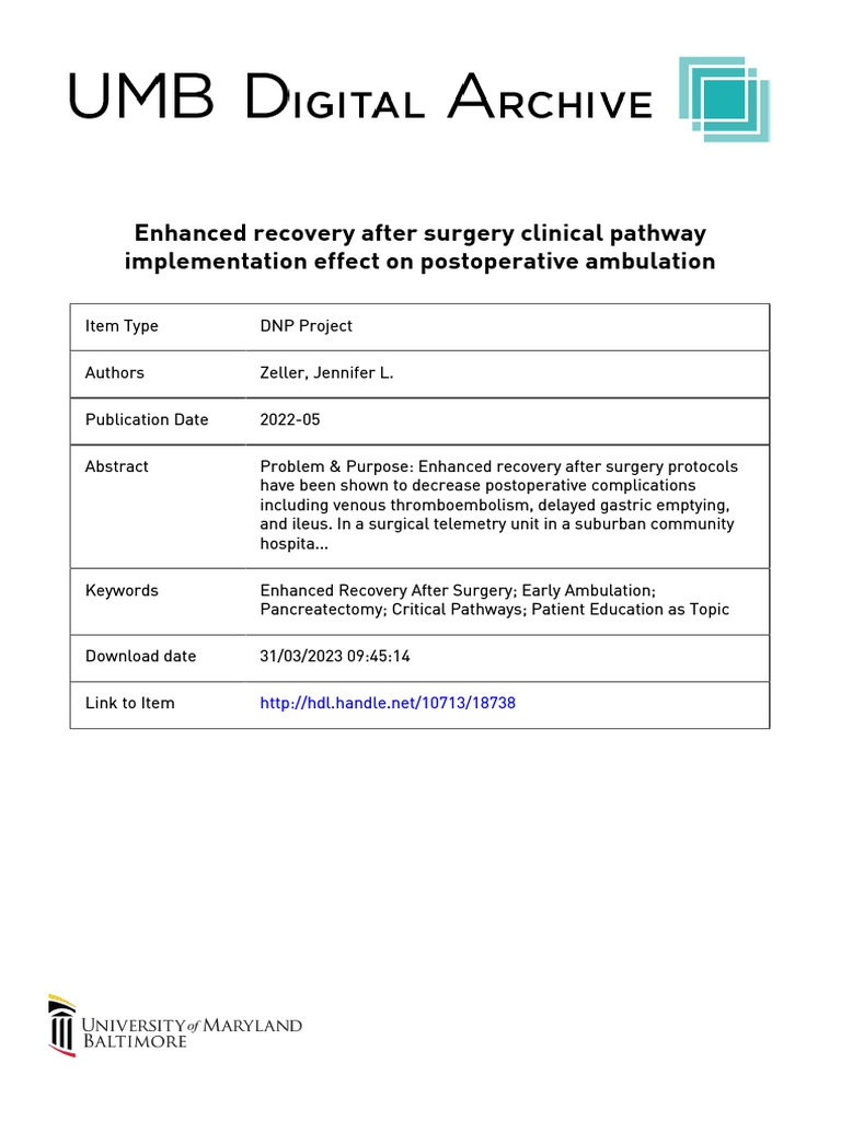 Enhanced Recovery After Surgery Clinical Pathway Implementation Effect ...