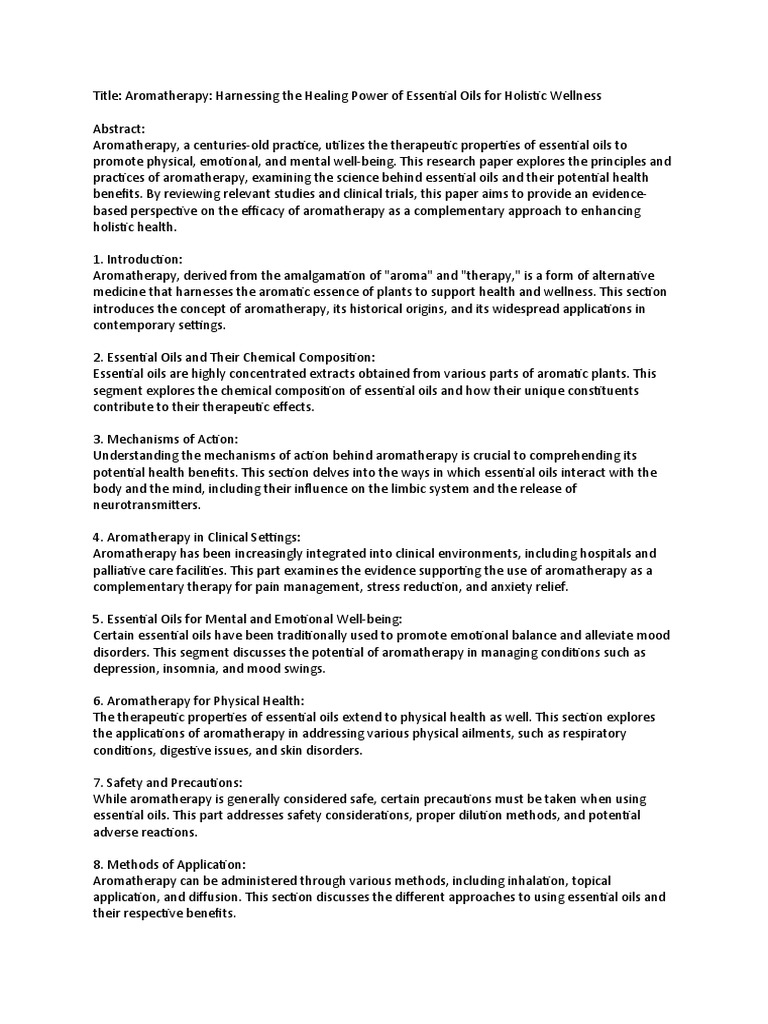 Aroma Therpay | Download Free PDF | Aromatherapy | Alternative Medicine