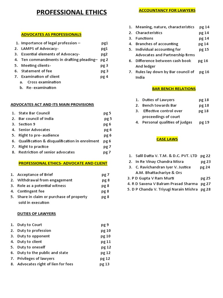 Professional Ethics | PDF | Advocate | Lawyer