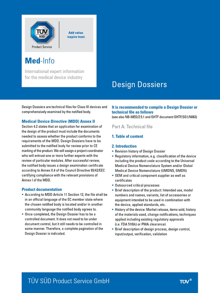 Medical Device Design Dossier Guide | PDF | Medical Device | Risk