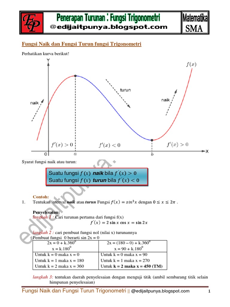Interval Naik Turun Fungsi Trigonometri | PDF