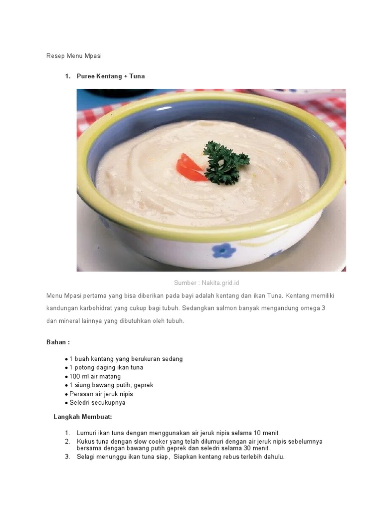 Resep Menu Mpasi | PDF