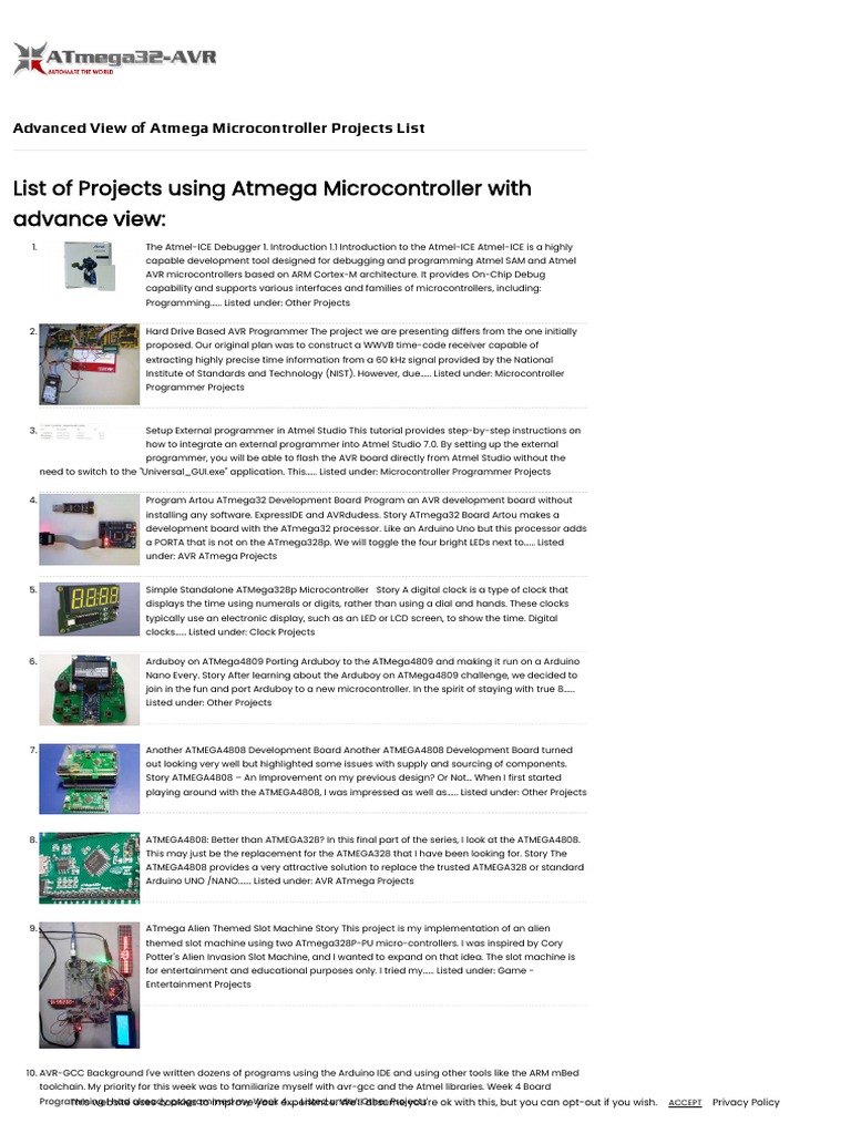 Atmega Microcontroller Projects | PDF | Microcontroller | Arduino